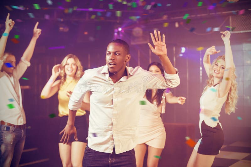 Composite Image of Cheerful Friends Dancing Cheerfully Stock Photo ...