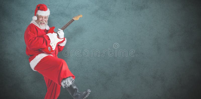 Composite Image of Cheerful Santa Claus Playing Guitar Stock Image ...