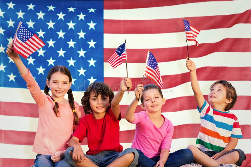 Composite Image of Children with American Flags Stock Photo - Image of ...
