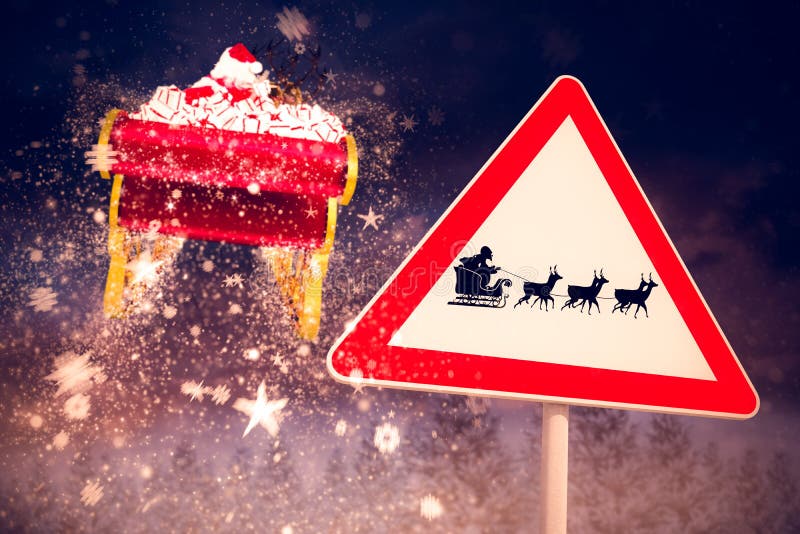 Composite Image of Christmas Road Sign Stock Illustration ...