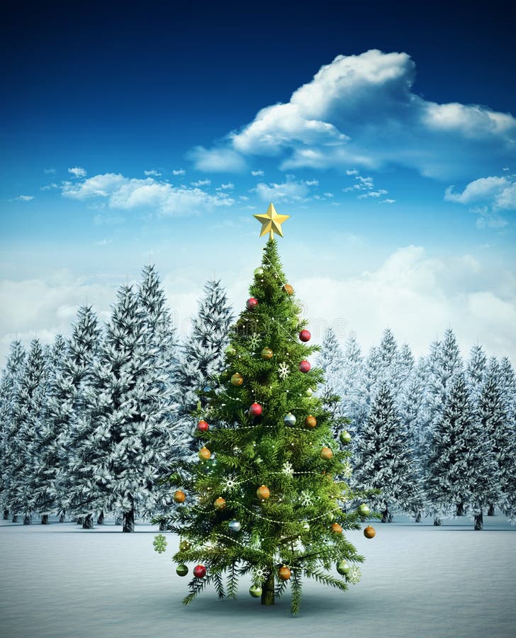 Composite Image of Christmas Tree Stock Illustration - Illustration of ...