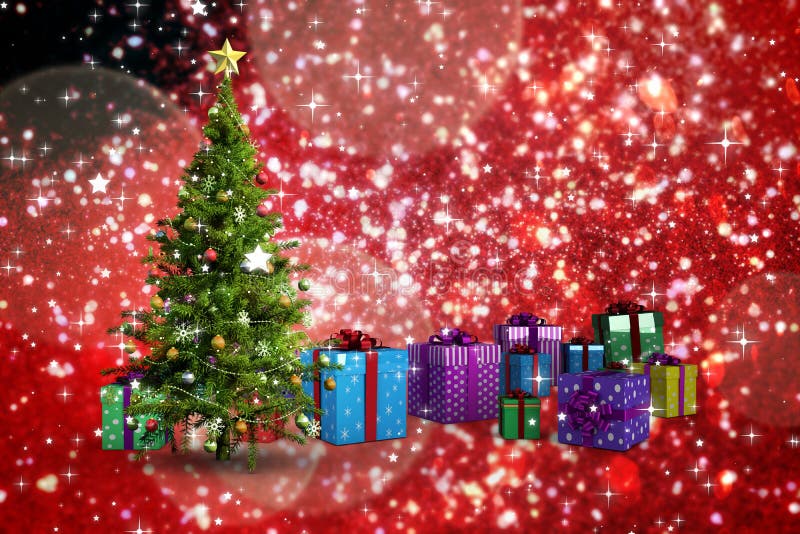 Composite Image of Christmas Tree and Presents Stock Illustration ...