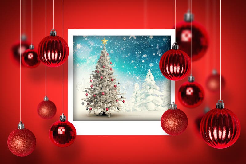 Composite Image of Christmas Tree in Snowy Landscape Stock Illustration ...
