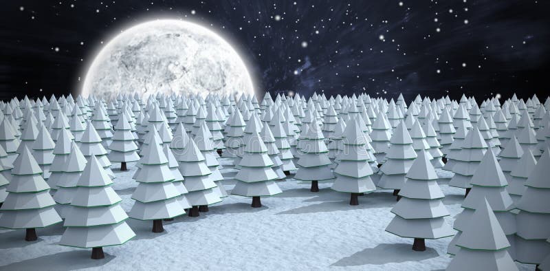 Composite Image of Christmas Trees on Field during Winter Stock Image ...