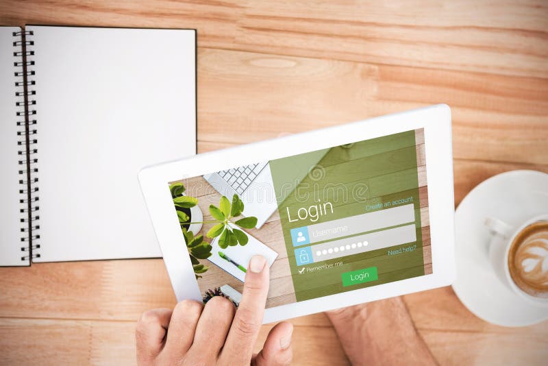 Composite Image of Close-up of Login Page Stock Image - Image of page ...