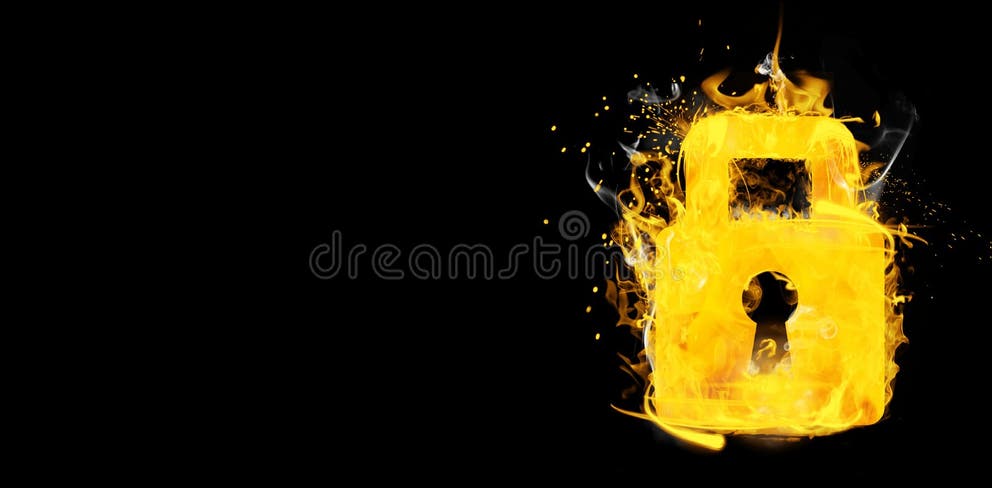 Composite Image of Closed Padlock on Fire Stock Illustration ...