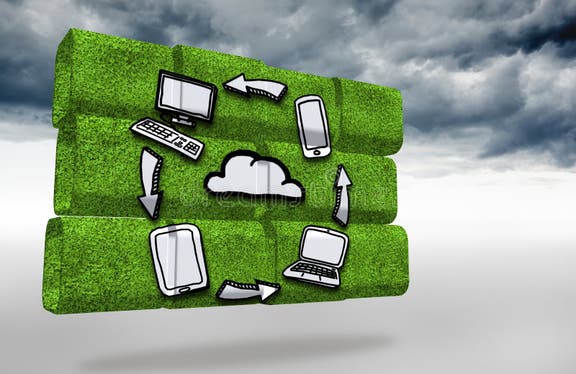 Composite Image of Cloud Computing Cycle on Abstract Screen Stock ...