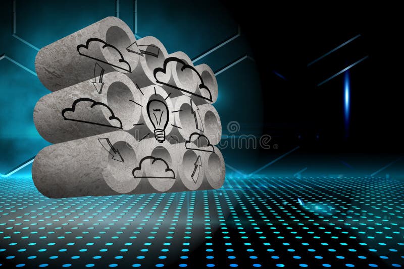 Composite Image of Cloud Computing Cycle on Abstract Screen Stock ...
