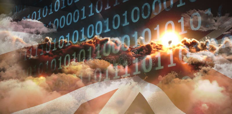 Composite Image of Clouds Around Binary Codes Stock Illustration - Illustration of cloud ...