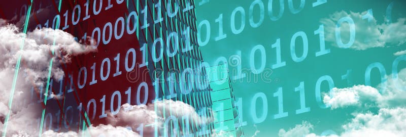 Composite Image of Clouds Around Binary Codes Stock Photo - Image of ...