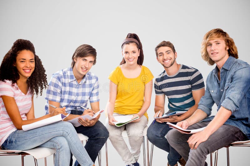 Composite Image of College Students Doing Homework Stock Image - Image ...