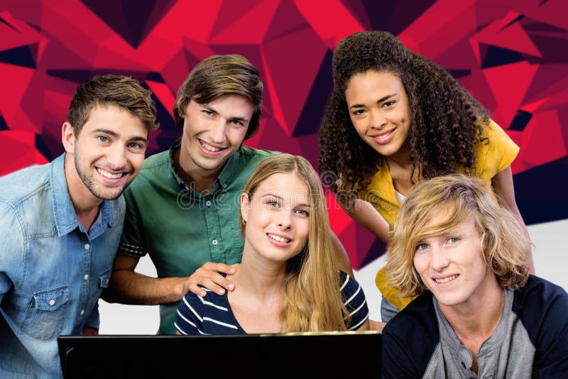 Composite Image of College Students Using Computer Stock Image - Image ...