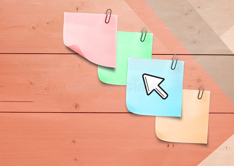 Composite Image of Colored Sticky Note Arrow Icon Stock Photo - Image ...