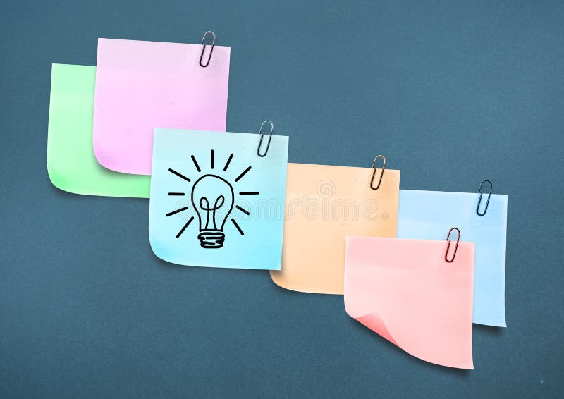 Composite Image of Colored Sticky Note Lightbulb Icon Stock ...