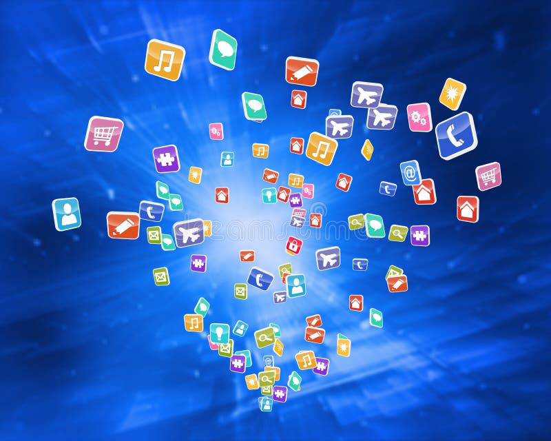 Composite Image of Colourful Computer Applications Stock Illustration ...