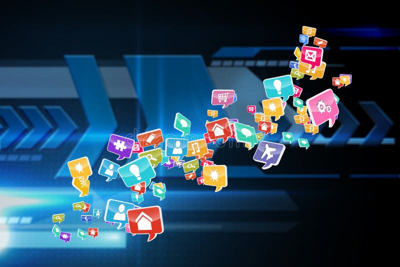 Composite Image of Colourful Computer Applications Stock Illustration ...