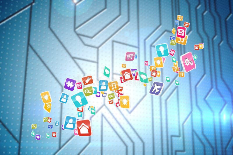 Composite Image of Colourful Computer Applications Stock Illustration ...
