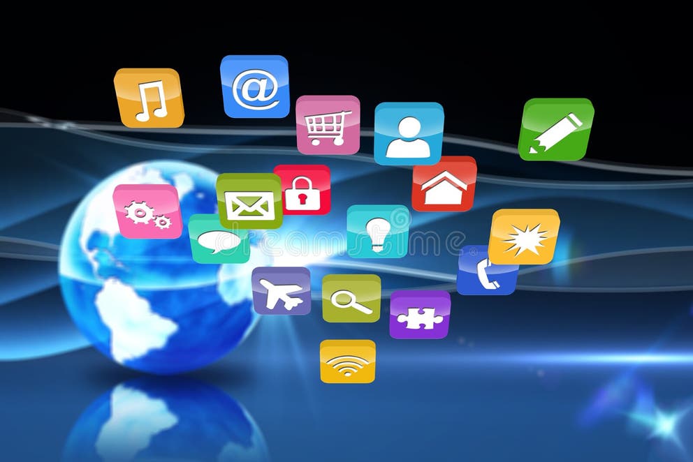 Composite Image of Colourful Computer Applications Stock Illustration ...