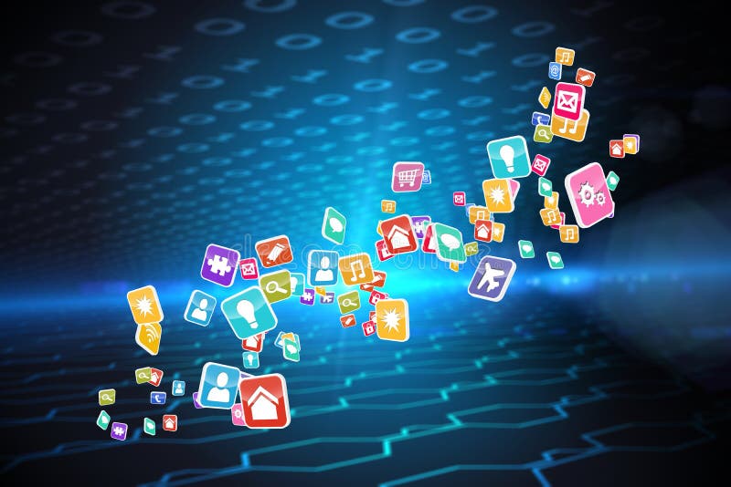 Composite Image of Colourful Computer Applications Stock Illustration ...