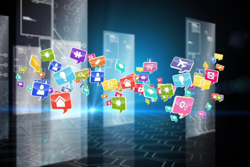 Composite Image of Colourful Computer Applications Stock Illustration ...