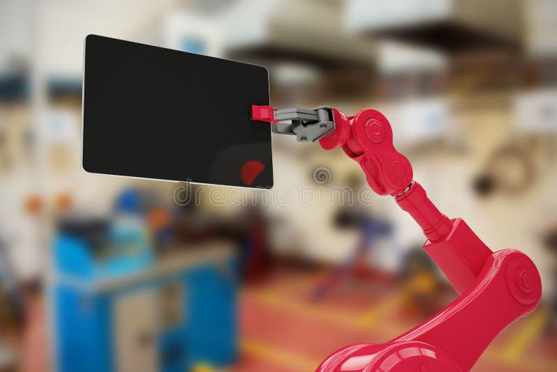 Composite Image of Composite Image of Red Robot and Digital Tablet 3d ...