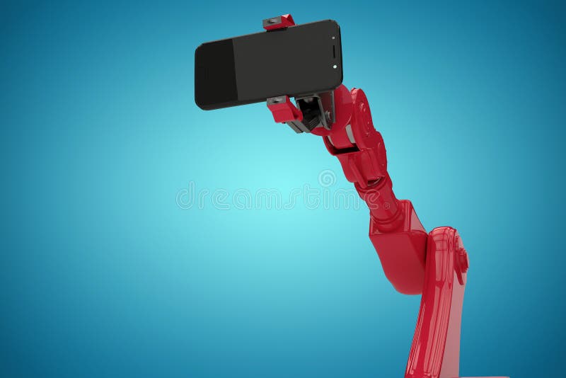 Composite Image of Composite Image of Red Robot Holding Mobile Phone 3d ...