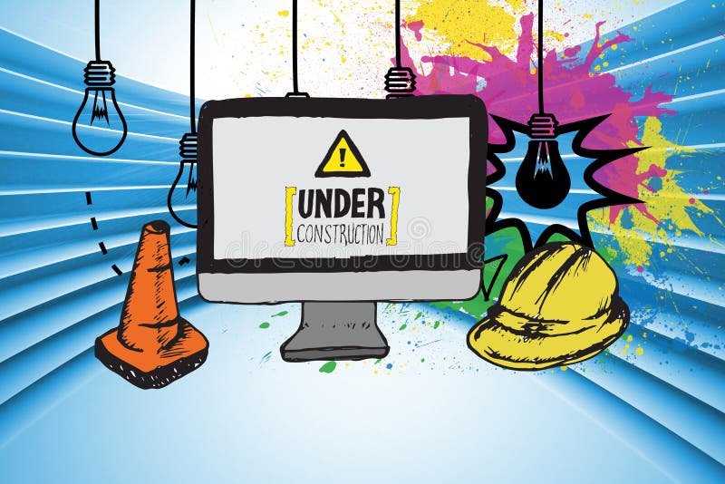 Composite Image of Construction Doodles with Computer Screen Stock ...