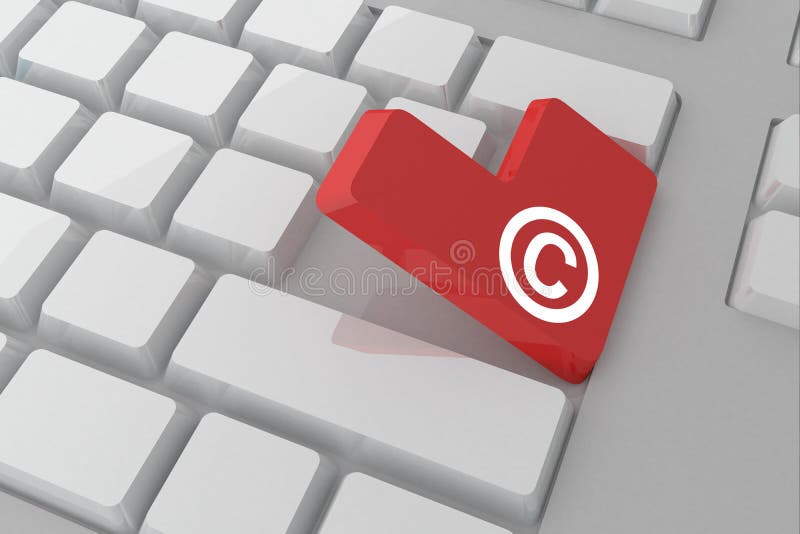 Composite Image of Copyright Symbol on Key Stock Illustration ...