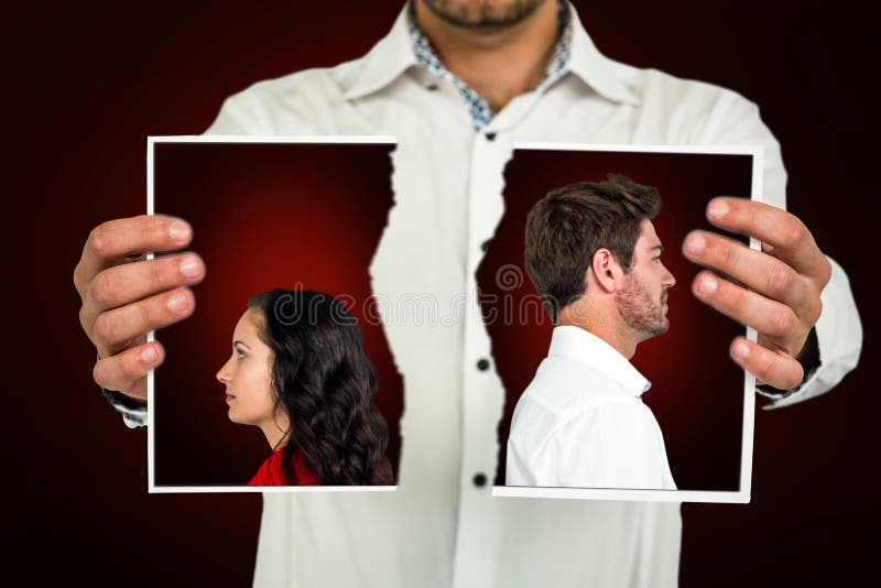 Composite Image of Couple Standing Back To Back after Arguing Stock ...