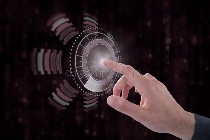 Composite Image of Cropped Hand of Businessman Touching Digital Screen ...