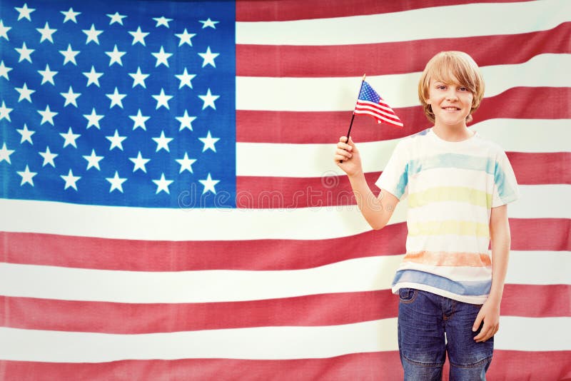 Composite Image of Cute Boy with American Flag Stock Photo - Image of ...