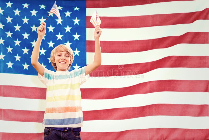 Composite Image of Cute Boy with American Flag Stock Image - Image of ...