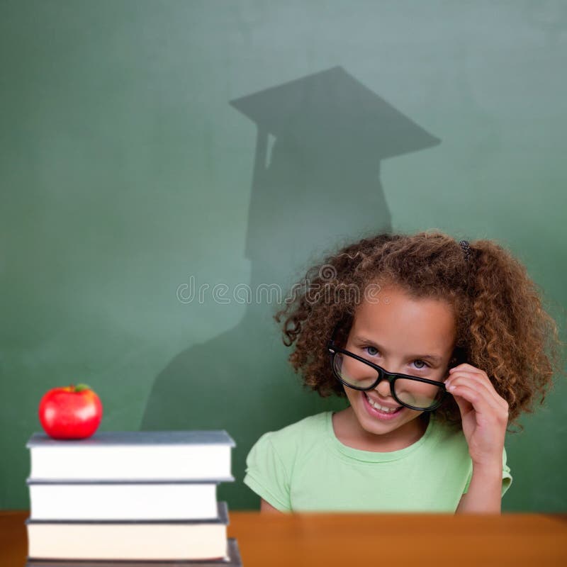Composite Image of Cute Pupil with Graduate Shadow Stock Photo - Image ...