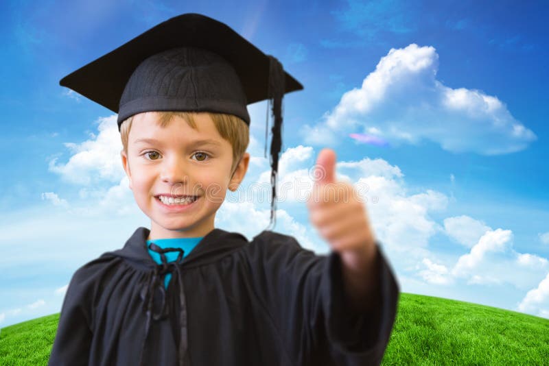 Composite Image of Cute Pupil in Graduation Robe Stock Image - Image of ...