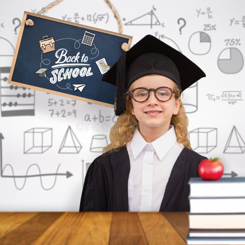 Composite Image of Cute Pupil in Graduation Robe Stock Photo - Image of ...