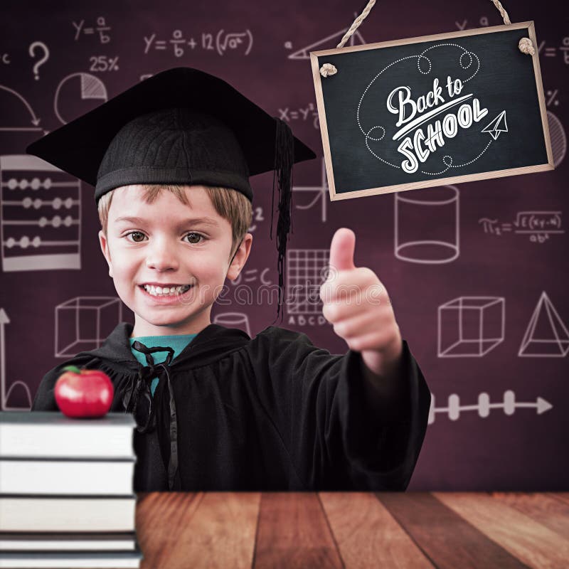 Composite Image of Cute Pupil in Graduation Robe Stock Image - Image of ...