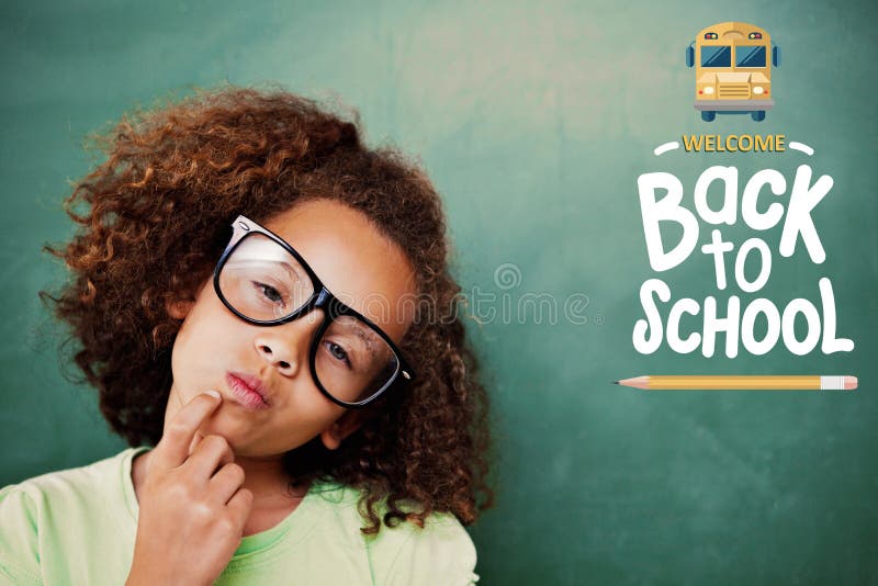 Composite Image of Cute Pupil Thinking Stock Photo - Image of front ...