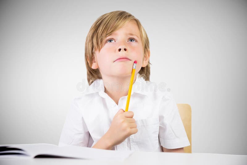 Composite Image of Cute Pupil Thinking Stock Image - Image of colour ...