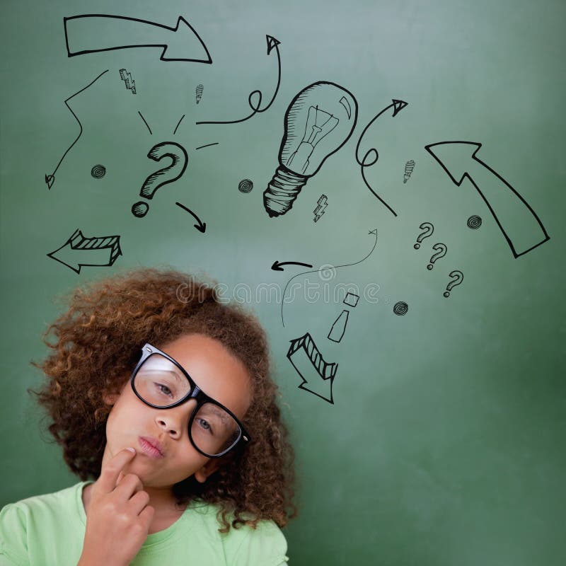 Composite Image of Cute Pupil Thinking Stock Image - Image of learning ...