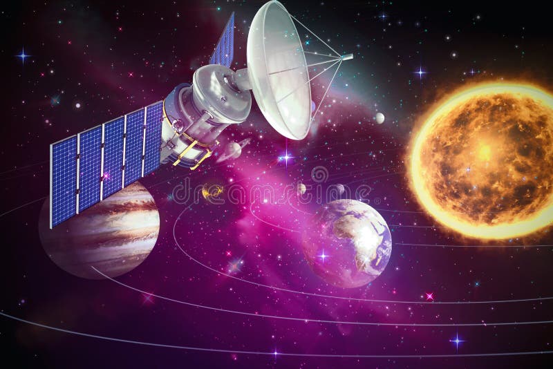 Composite Image of 3d Illustration of Blue Solar Satellite Stock ...