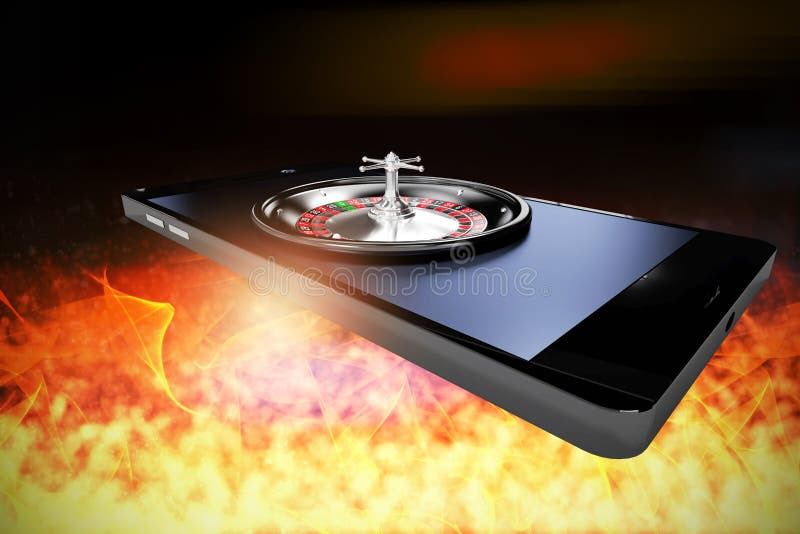Composite Image of 3d Image of Mobile Phone with Roulette Wheel Stock ...