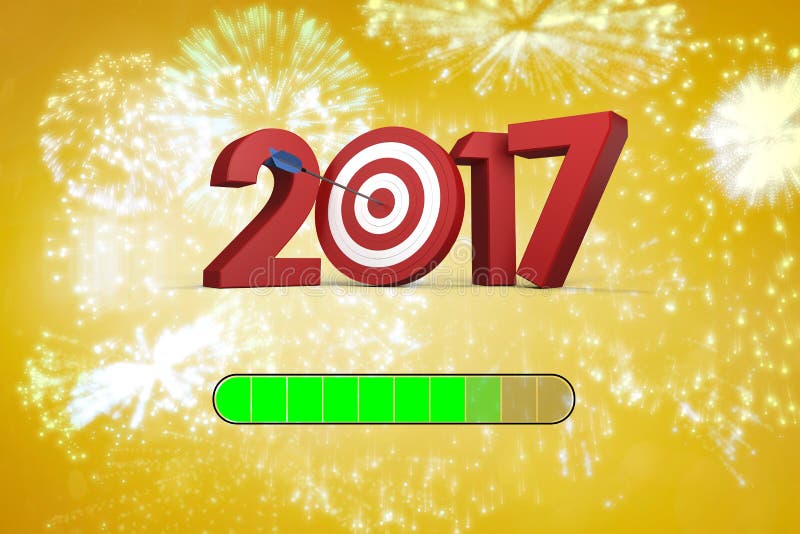 Composite Image of 3D Numbers with Bulls Eye Arrow Stock Illustration ...