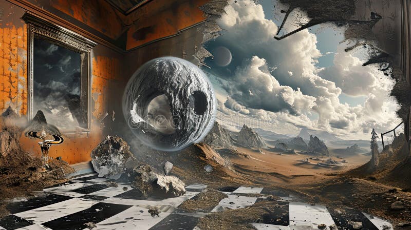 Composite Image Depicting a Surreal Rift in the Fabric of Reality Stock ...