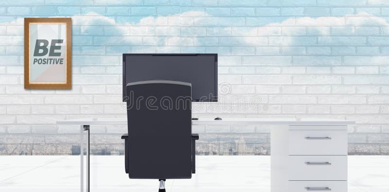 Composite Image of Desk with a Computer Stock Illustration ...