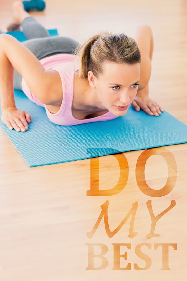Determined Beautiful Woman Doing Push Ups in Fitness Studio Stock Photo ...