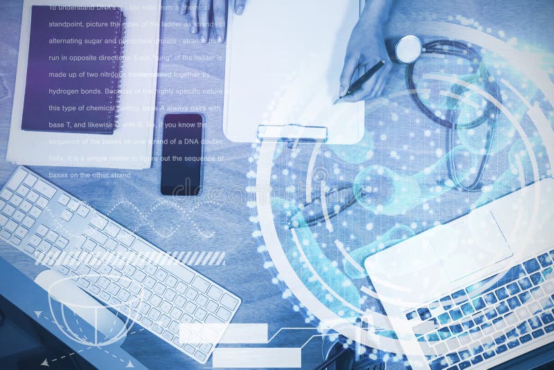 Composite Image of Digital Image of Dna Interface Stock Illustration ...