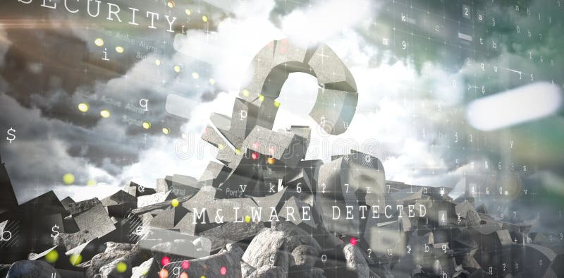 Composite Image of Digital Composite Image of Pound Symbol on Rocks ...