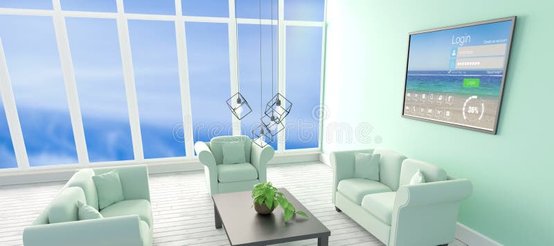 Composite Image of Digitally Composite Image of Login Window with Text ...