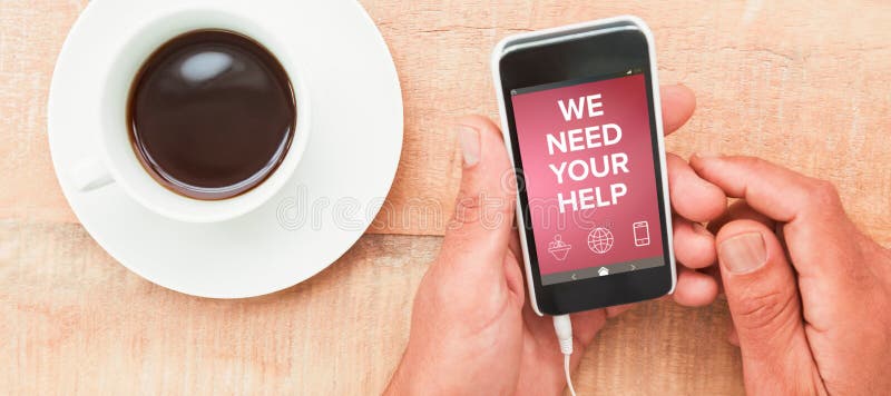 Composite Image of Digitally Composite Image of we Need Your Help Text ...