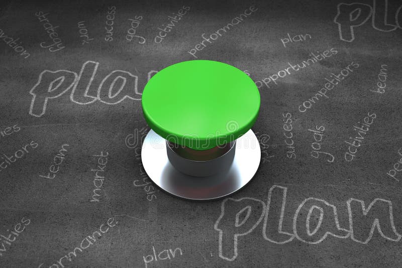 Composite Image of Digitally Generated Green Push Button Stock ...